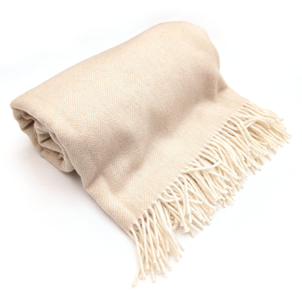 Clotted Cream Lambswool Herringbone Throw | County Fabrics - Made-to ...